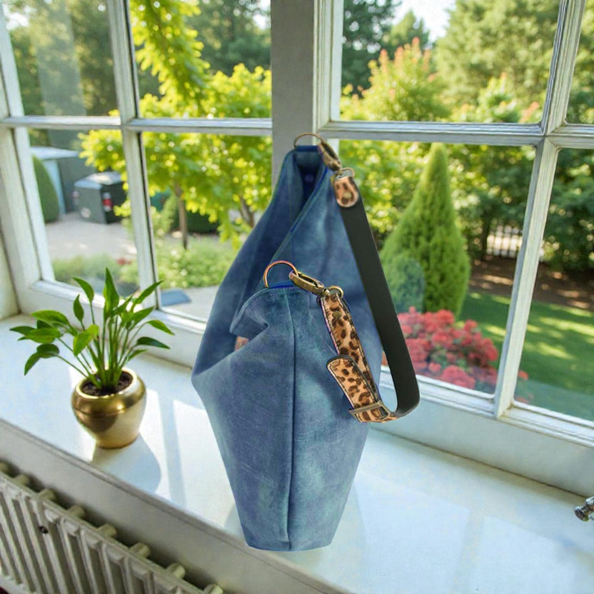 The Blue Velvet Hobo Bag - Leopard Strap – Umpie Handbags